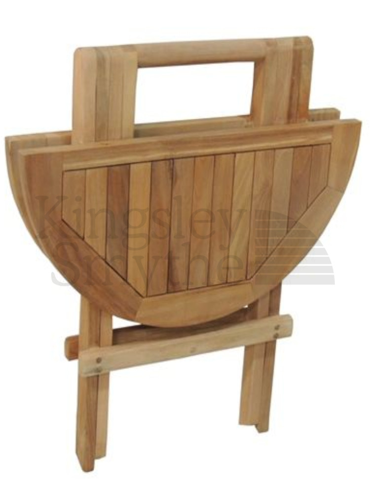 Round Teak Outdoor Folding Side Table | Kingsley Smythe