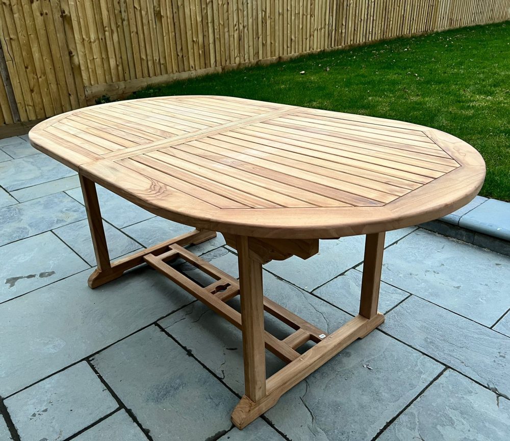 Superb Complete Teak Extending Garden Dining Set. Seats 8.